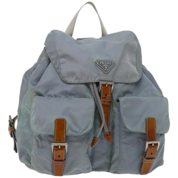 Prada | Bags | Prada Backpack Nylon Light Blue Auth 65375 | Poshmark